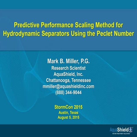 Peclet Number HDS Sizing Method for Stormwater Treatment | PPTX