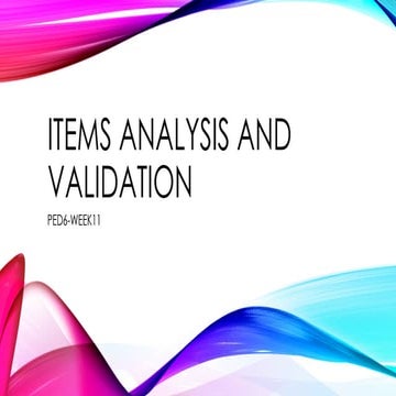 Item analysis and Validation in Assessment Learning 1 | PPTX