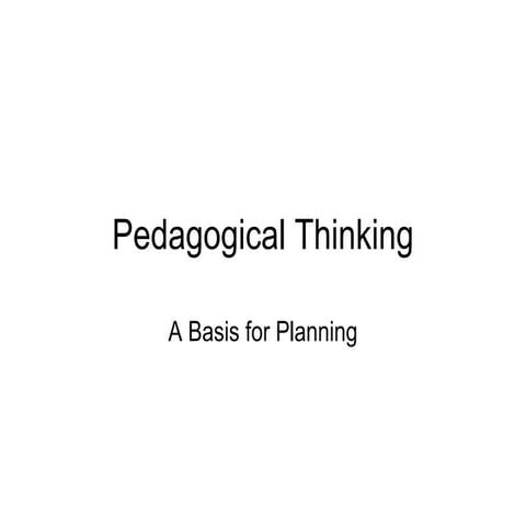 Pedagogical thinking | PDF