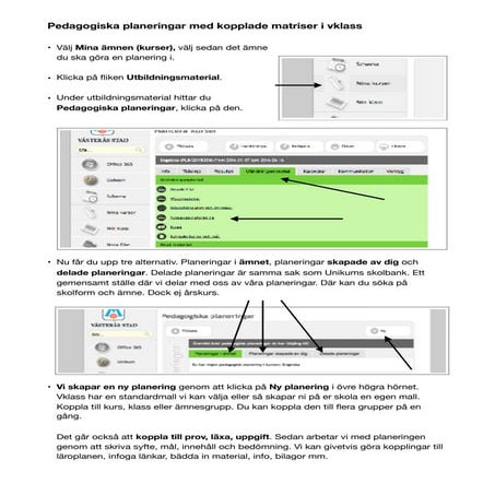 Pedagogisk planering +matris manual | PDF
