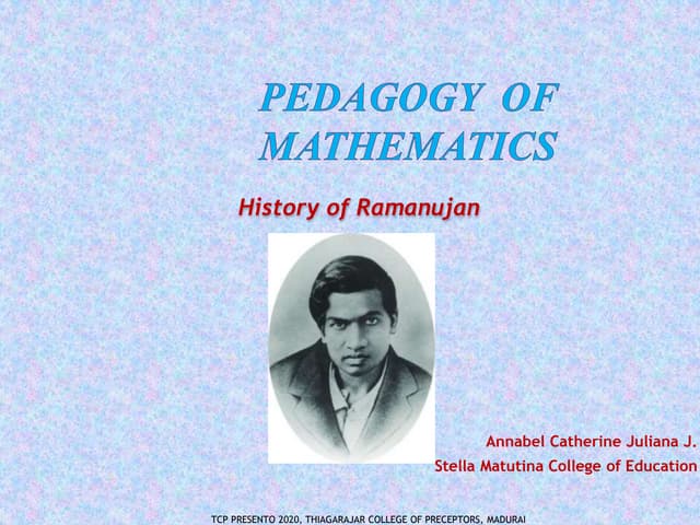 HISTORY OF RAMANUJAN PPT history-of-ramanujan-ppt