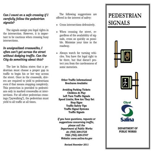 City of Salina Brochure - Pedestrian Signals | PDF