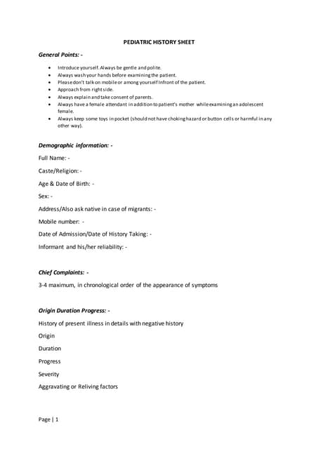 Pediatric Case History pediatric-case-history