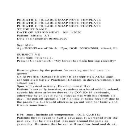 PEDIATRIC FILLABLE SOAP NOTE TEMPLATE PEDIATRIC FILLABLE SOAP NO.docx