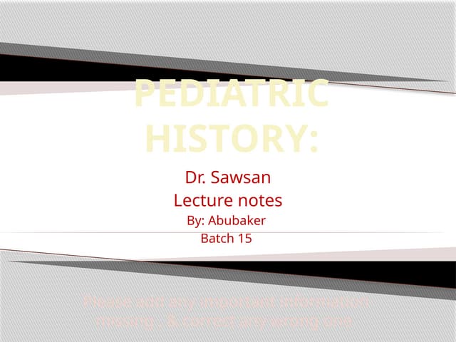Pediatrics history taking | DOC