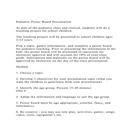 Pediatric Poster Board PresentationAs part of the pediatric .docx