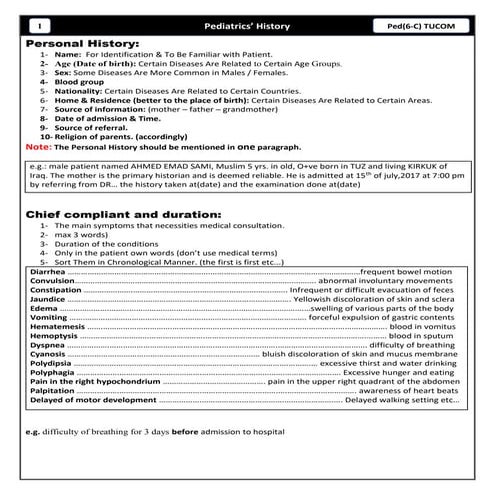 History taking in pediatrics | PPTX