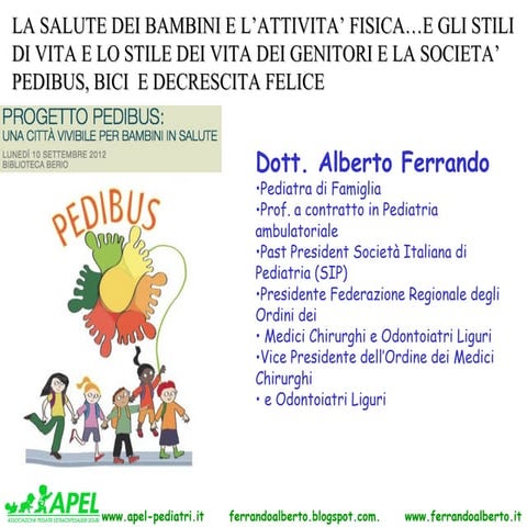 Pedibus 10 settembre 2012 | PPT | Children\'s Health | Healthy Living
