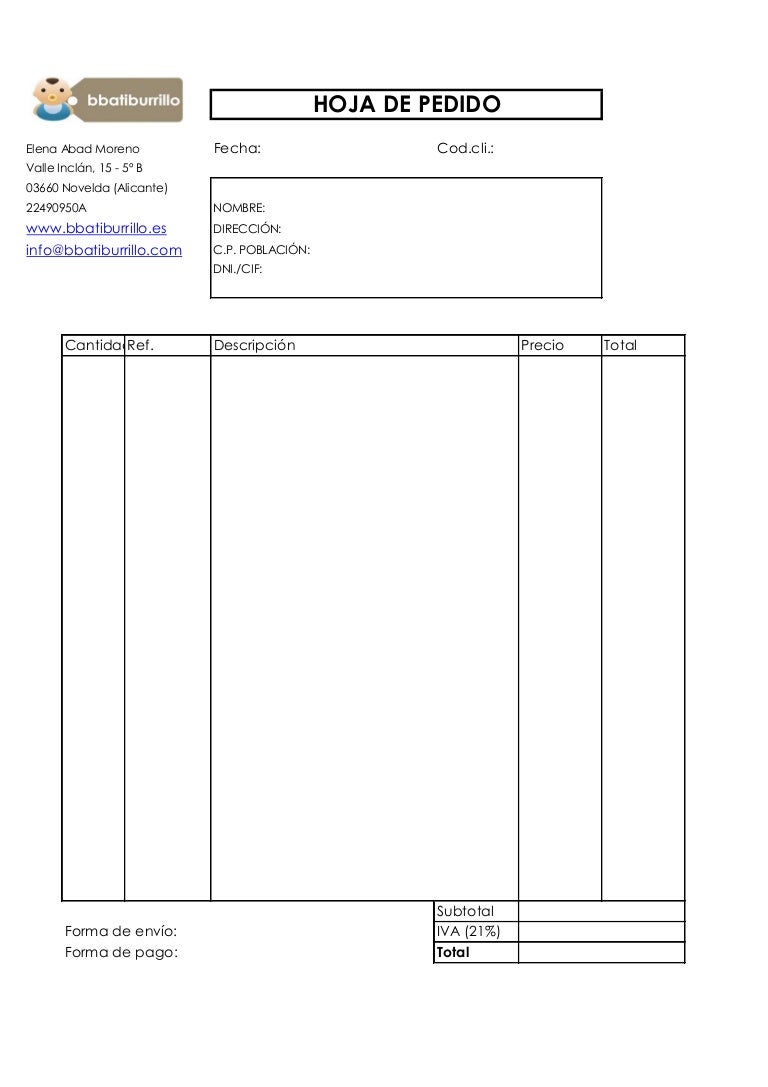 Modelo De Pedido De Compra