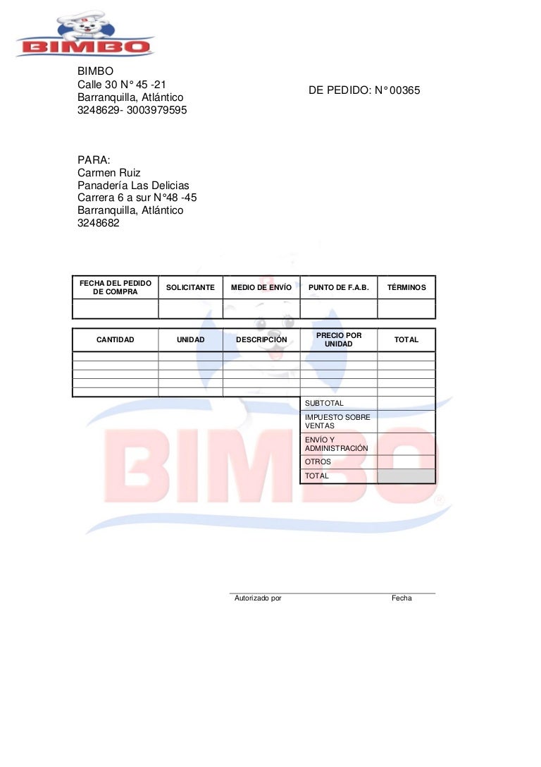 Modelo De Pedido De Compra