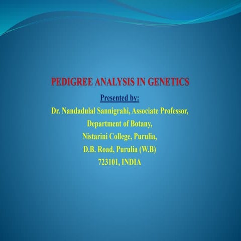 PEDIGREE IN GENETICS AND ITS APPLICATIONS FOR HUMAN WELFARE | PDF