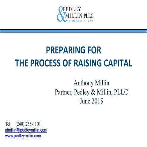 Preparing For The Process of Raising Capital - Anthony Millin | PDF