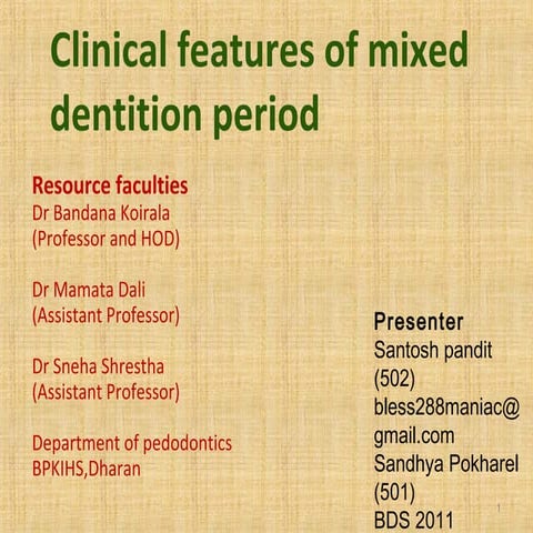 clinical features of mixed dentition period | PPT