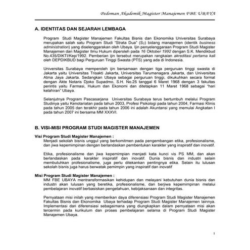 Pedoman akademik Magister Management UBAYA | PDF