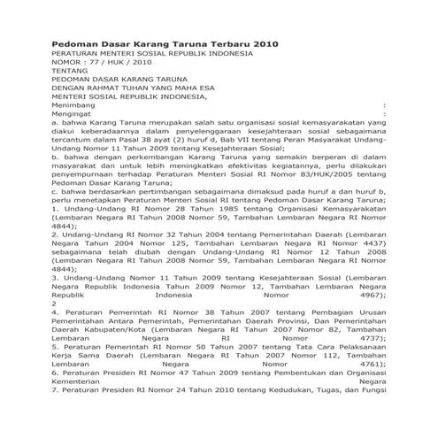 Pedoman dasar karang taruna terbaru 2010 | DOCX