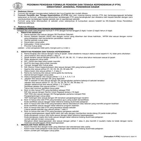 Pedoman formulir f-ptk | DOCX