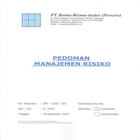 Pedoman manajemen risiko | PDF