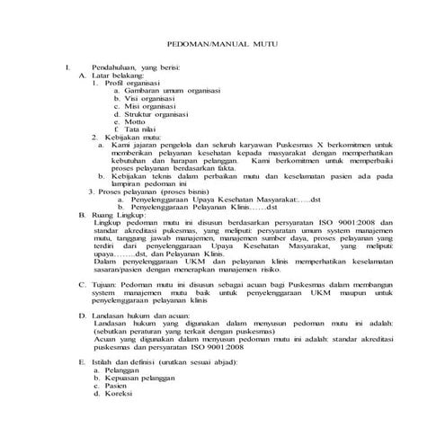 Pedoman mutu | PDF