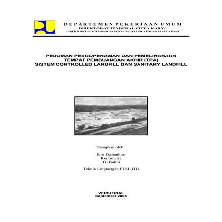 Pedoman perencanaan tpa ( metode sanitary landfill) | PDF