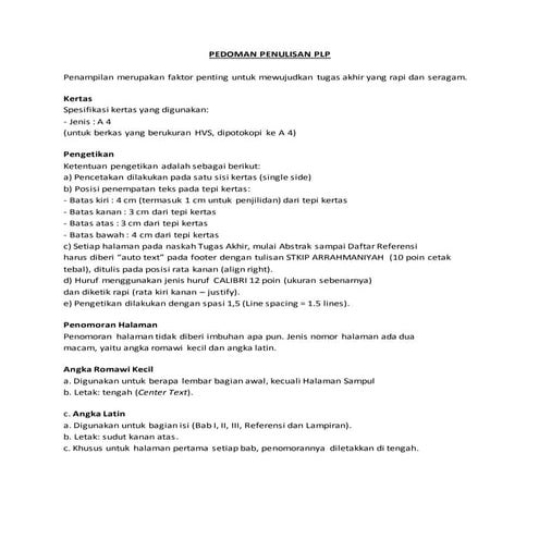 Pedoman penulisan plp | PDF