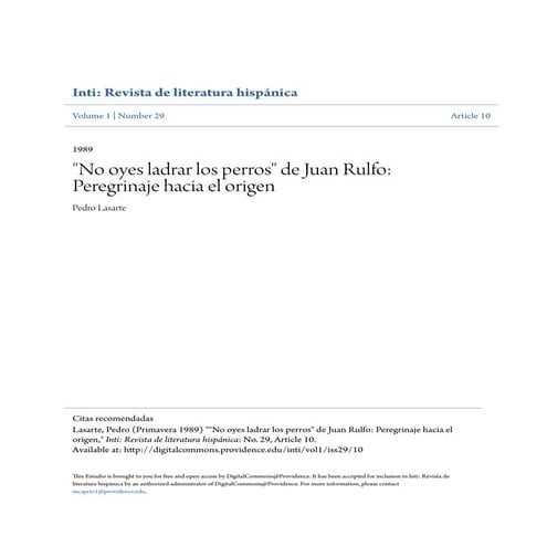 "No oyes ladrar los perros" de Juan Rulfo: Peregrinaje hacia el origen ...