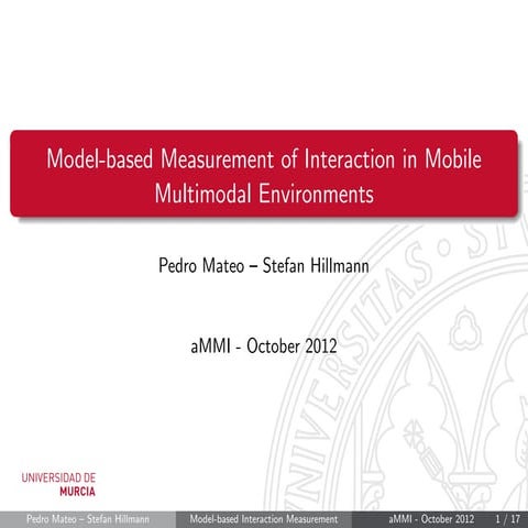 Model Based Measurement Of Interaction In Mobile Multimodal