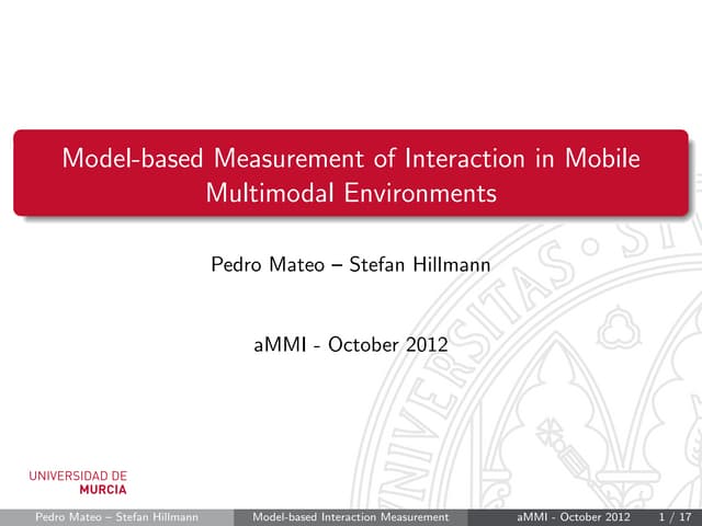 Model Based Measurement Of Interaction In Mobile Multimodal