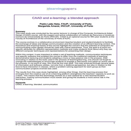 CAAD and e-learning: a blended approach | PDF | Web Development | Internet
