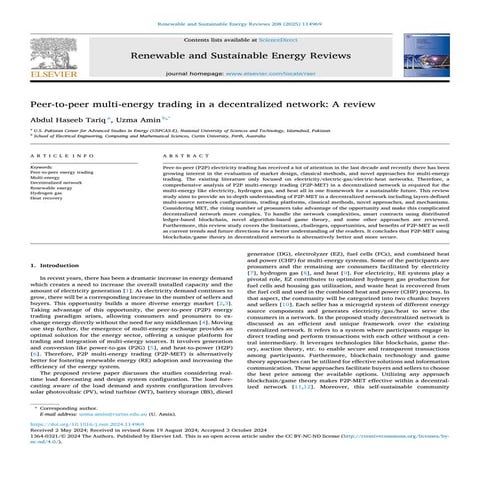 Peer-to-peer multi-energy trading in a decentralized network A review.pdf