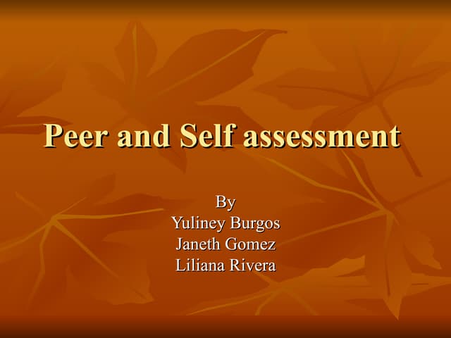 self and peer. evaluation | PPT