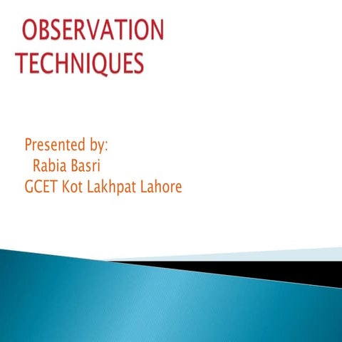 Observational Techniques | PPTX