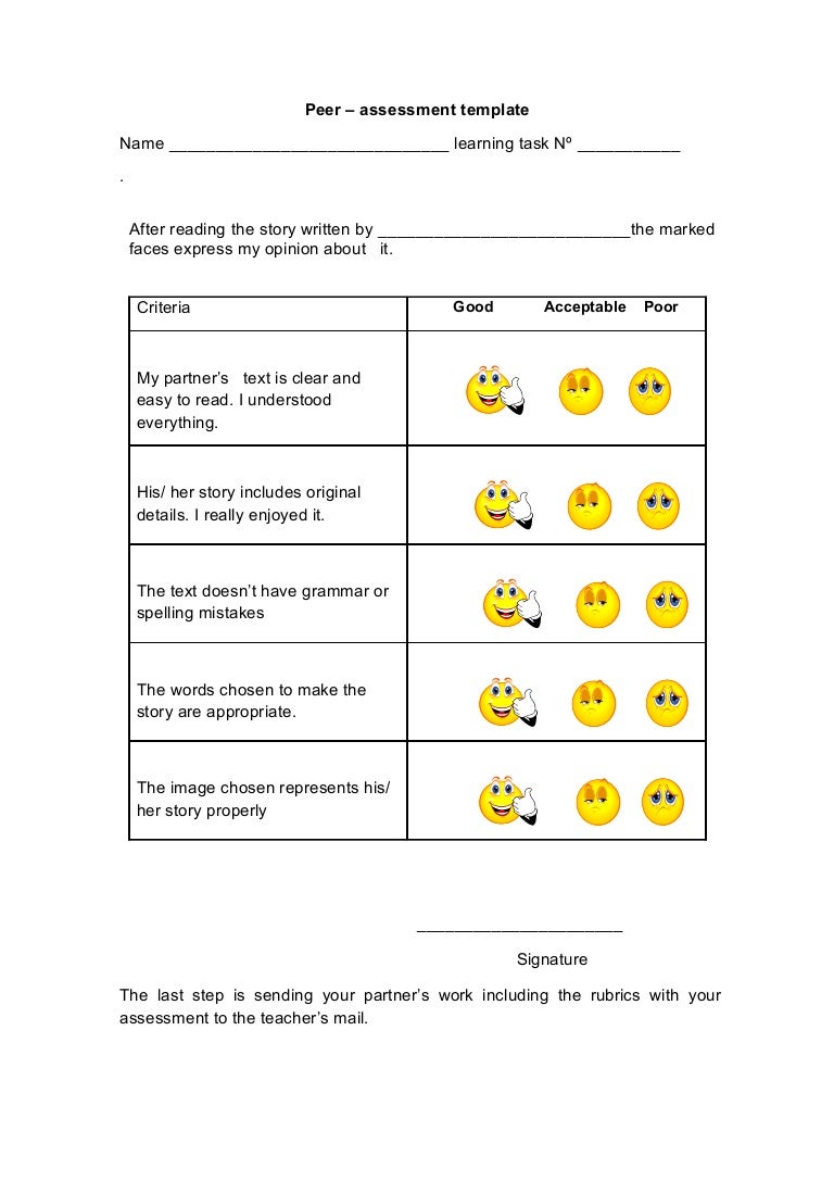 Peer assessment template
