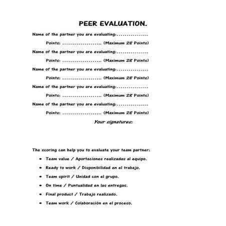 Peer evaluation (film creator project) | PDF