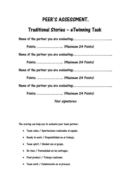 Peer evaluation (film creator project) | PDF