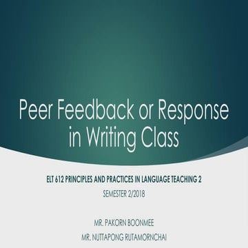 Peer feedback or response in writing class | PDF