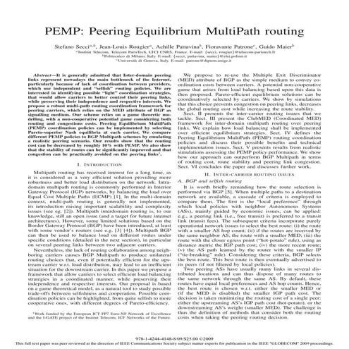 Peering equilibrium multi path routing | PDF