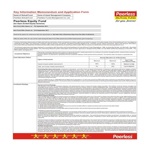 Peerless mutual fund common application form with kim | PDF