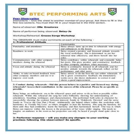 Peer observation betsy | DOCX