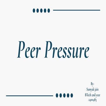 PPT on Peer pressure. With intresting picture | PDF