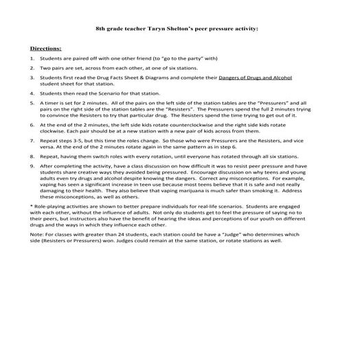 Peer pressure activity | PDF