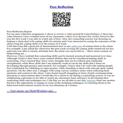 Peer Reflection | PDF