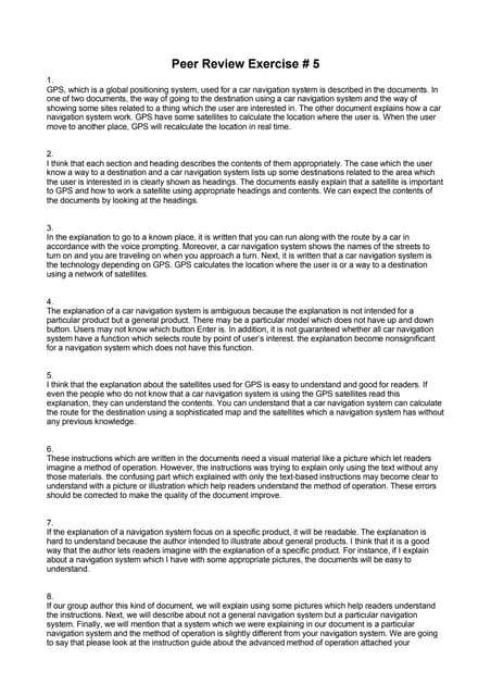 Peer Review Exercise#5 | ODT | Auto Navigation Systems | Auto Technology