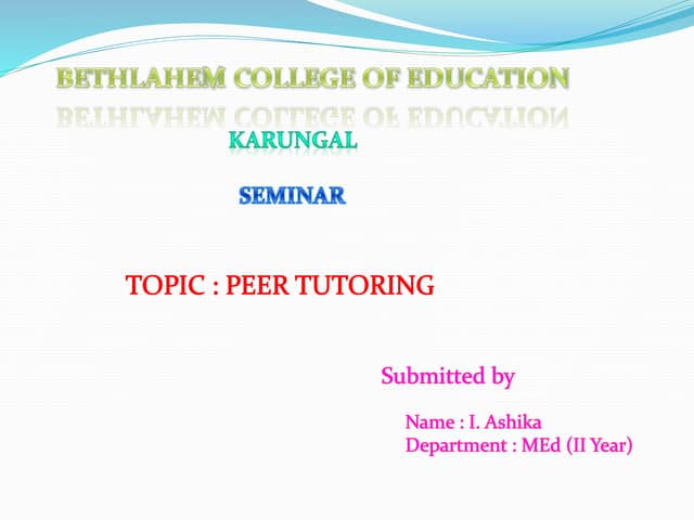 peer and cross-age tutoring