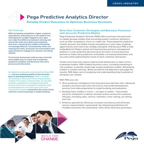 Pega Predictive Analytics Director Data Sheet | PDF