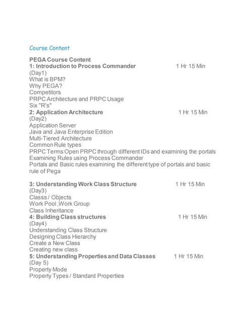 Pega Training Course Content Pega Training Classes Pdf