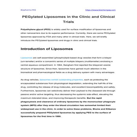 PEGylated Liposomes in the Clinic and Clinical Trials.pdf