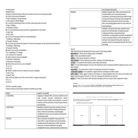 Team sport worksheet | DOCX