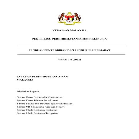 Pekeliling Perkhidmatan Sumber Manusia Panduan Pentadbiran dan ...