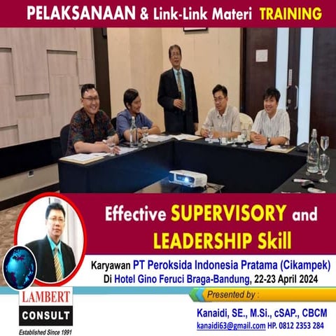 PELAKSANAAN + Link2 Materi TRAINING "Effective SUPERVISORY & LEADERSHIP Skill". | PPT