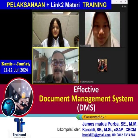 PELAKSANAAN & Link-link MATERI Training_ "Effective Documents Management System (DMS)". | PPTX